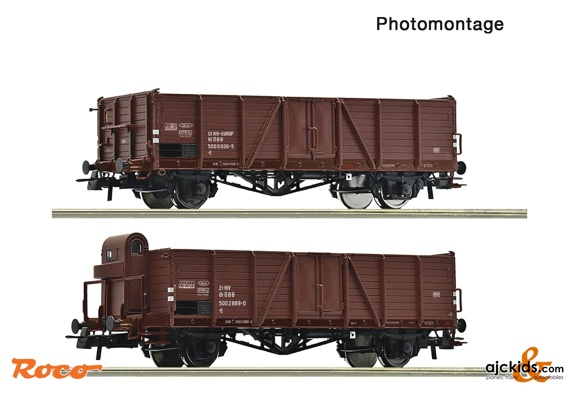 Roco 6600123 2 piece set: Open goods wagons, ÖBB – Ajckids