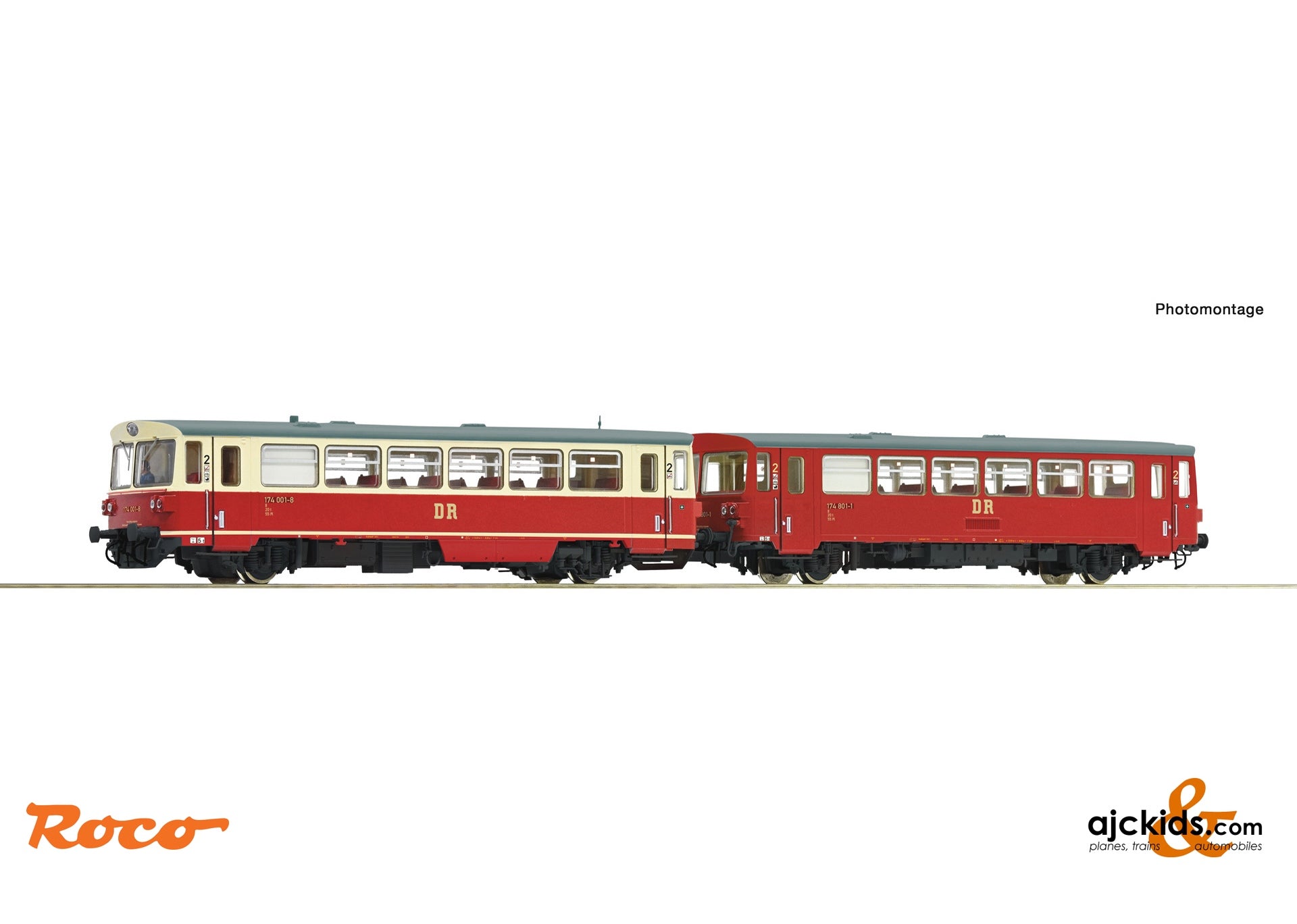 Roco 7710013 Diesel railcar 174 001-8 with trailer, DR – Ajckids