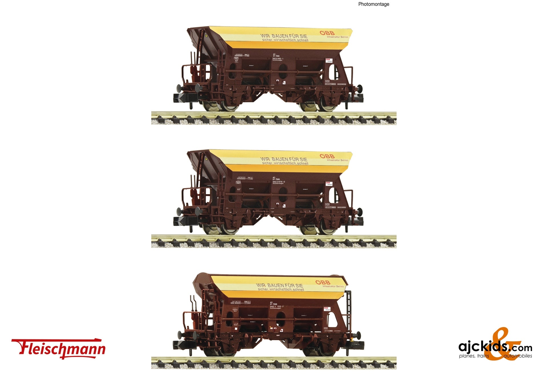 Fleischmann 6660057 3-piece set: Gravel wagons, ÖBB – Ajckids