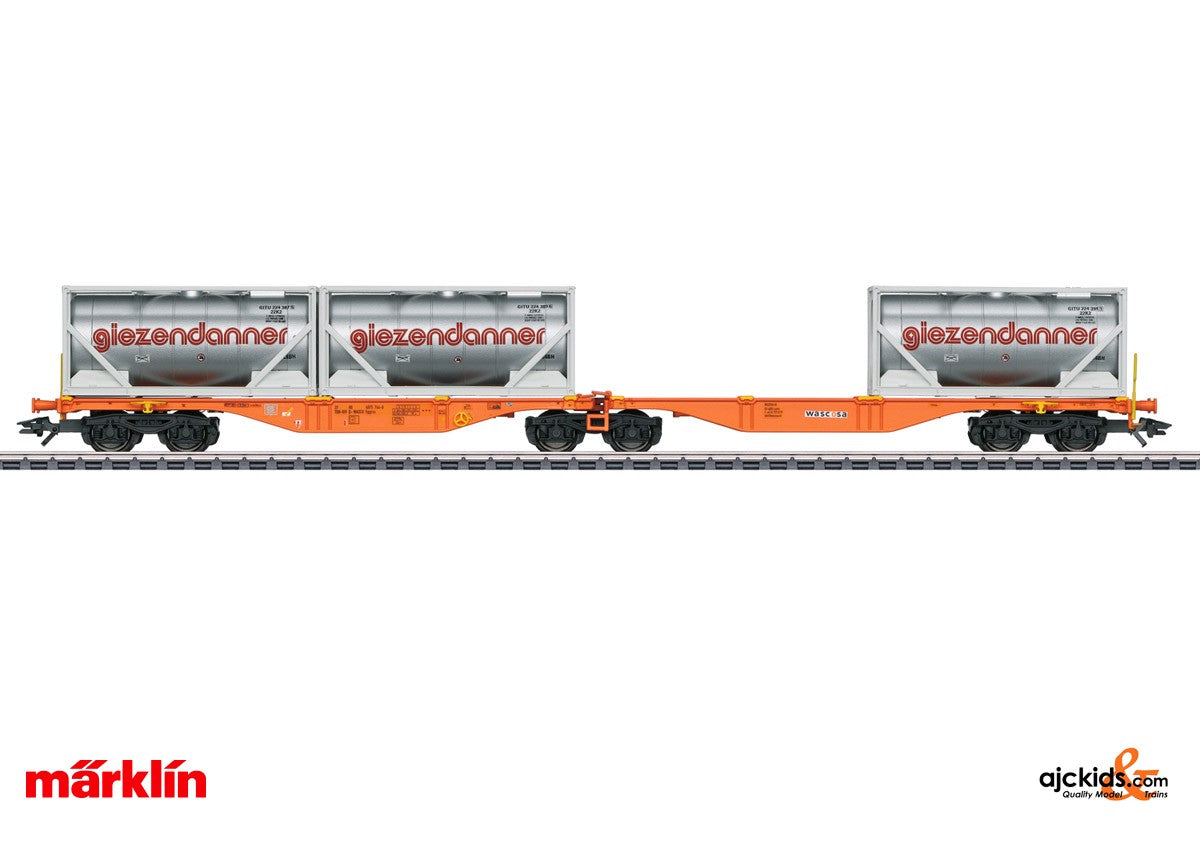 Marklin 47805 Type Sggrss Double Container Transport Car Wascosa – Ajckids