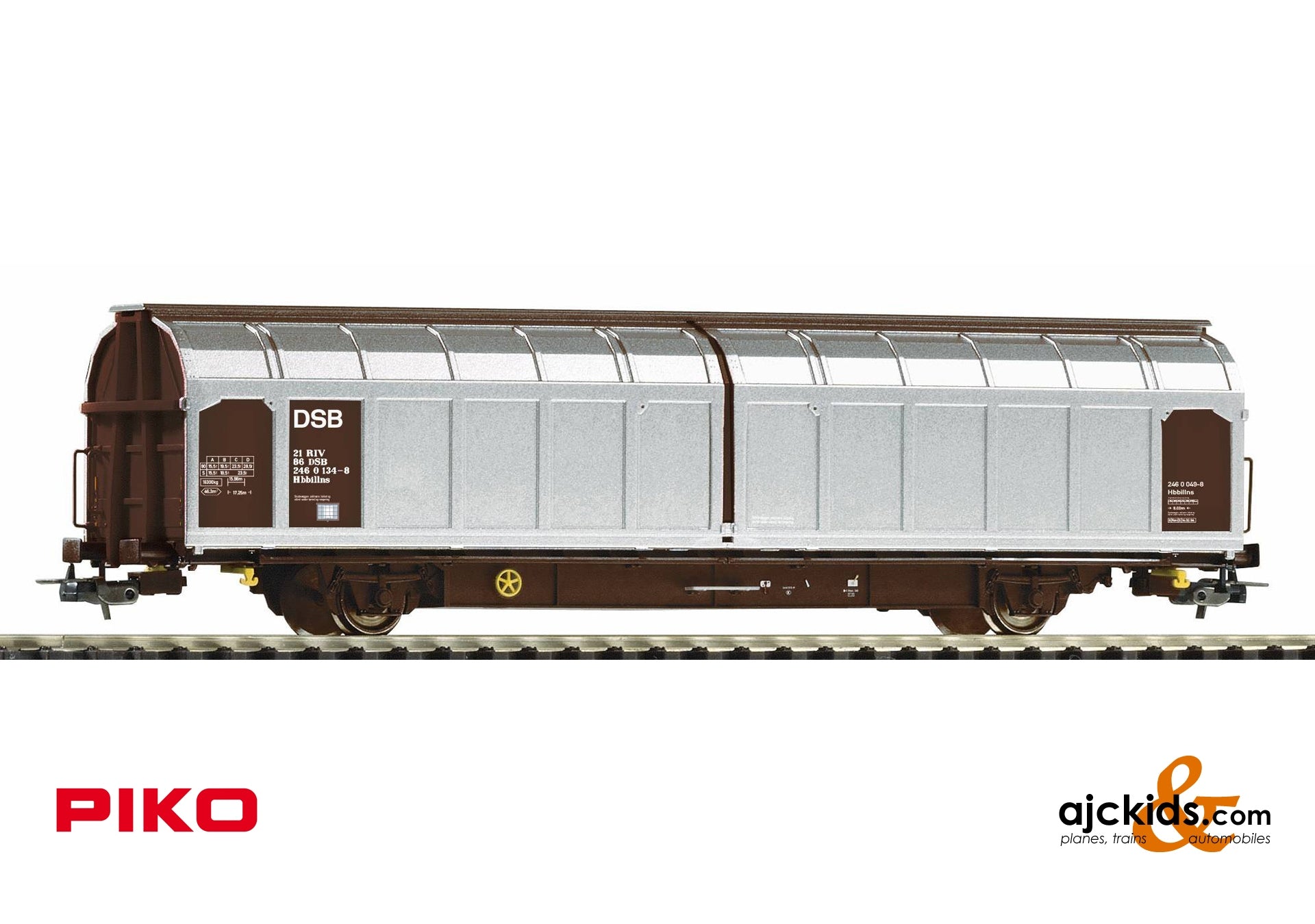Piko 54503: Large sliding wall Boxcar, Silver/Brown, DSB IV-V – Ajckids
