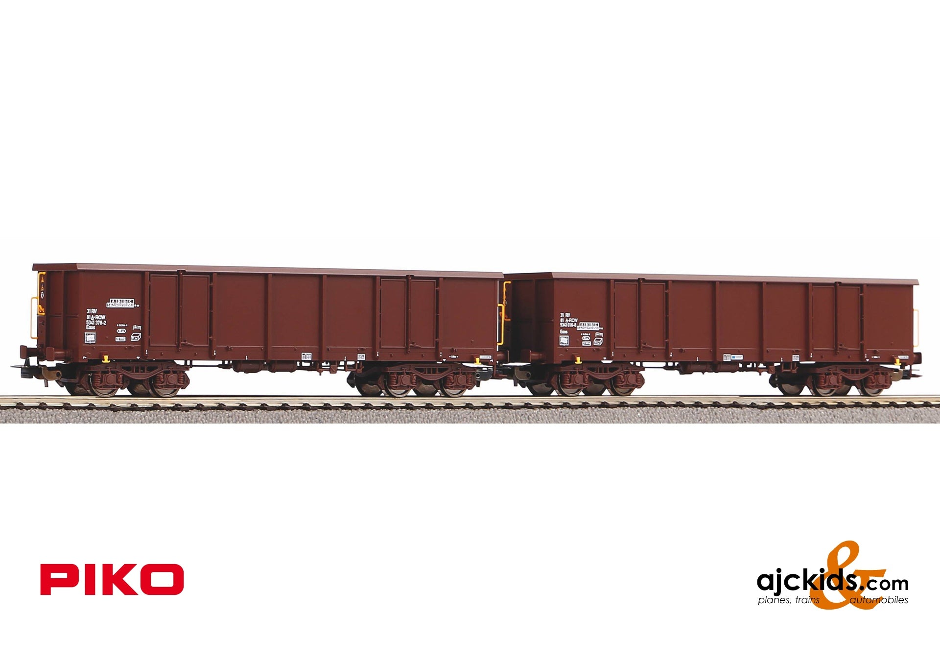 Piko 58237 at Ajckids.com, 2 pc. Eaos Gondola set with sand loads ÖBB VI