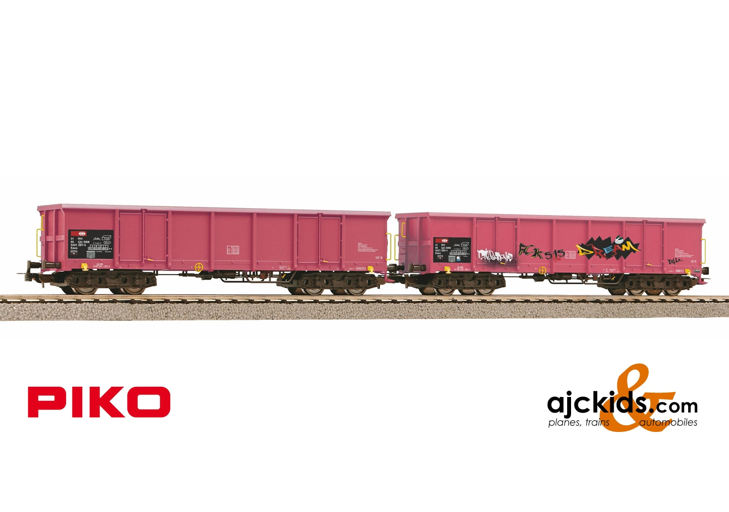 Piko 58393 at Ajckids.com, 2 piece Set Eaos SBB, ein Wagen mit Graffiti VI