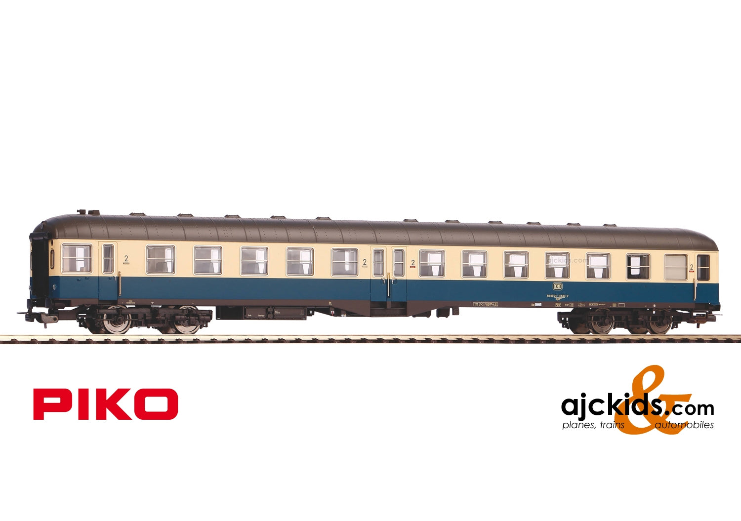 Piko 59689 at Ajckids.com, Center Entrance Cab Car 2nd Cl. DB IV Blue/Beige