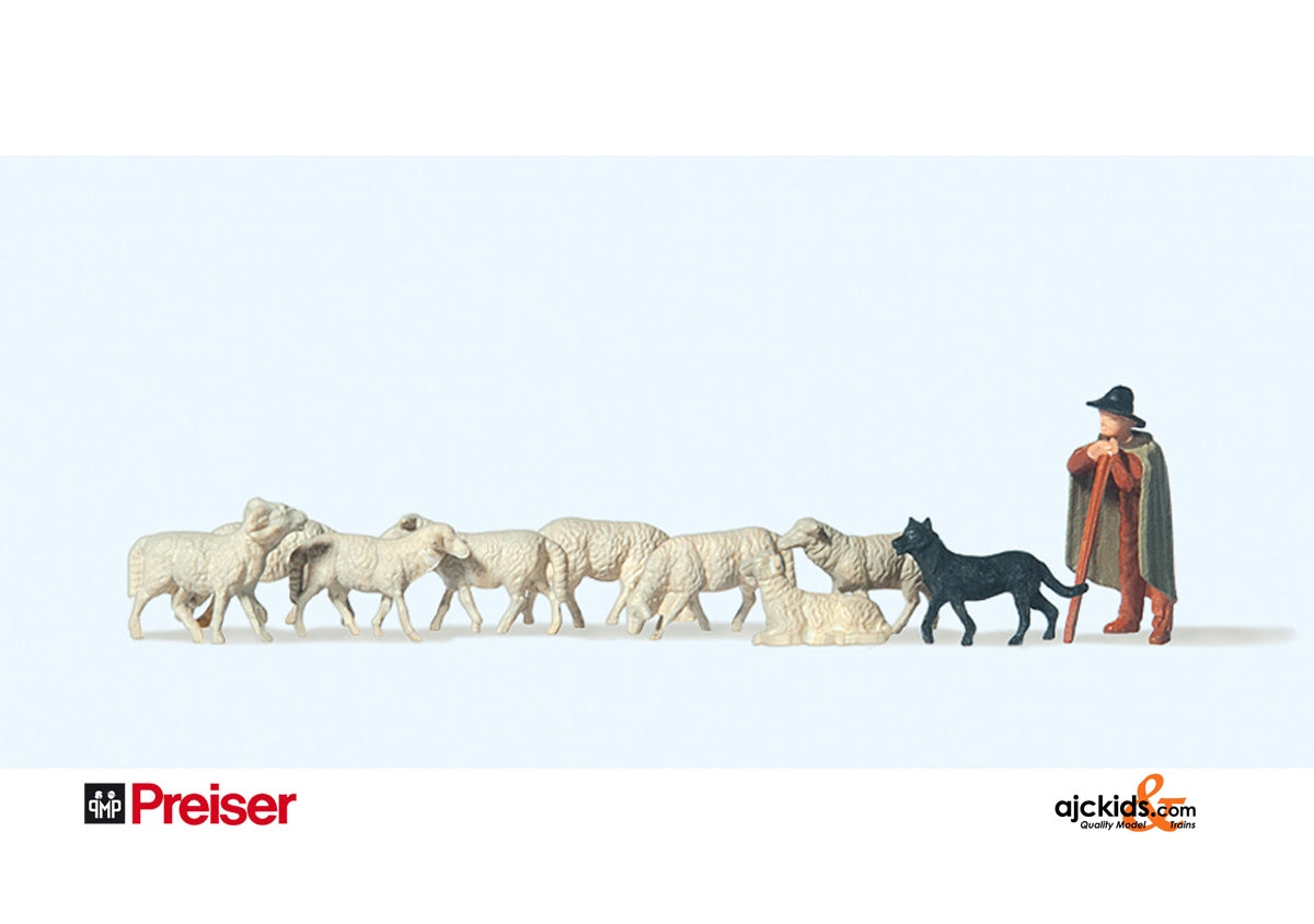 Preiser Figures Preiser 75020 - Shep with sheep/dog 1:120 – Ajckids