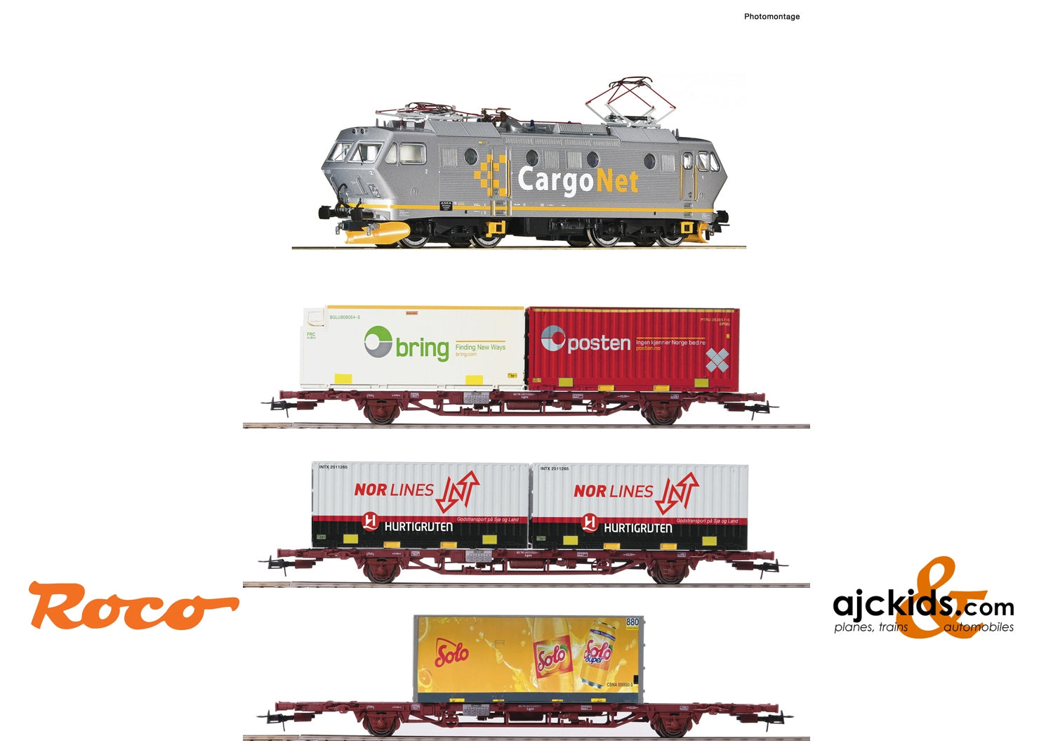 Roco 61487 - 4 piece set: Electric locomotive EL 16 with goods train ...