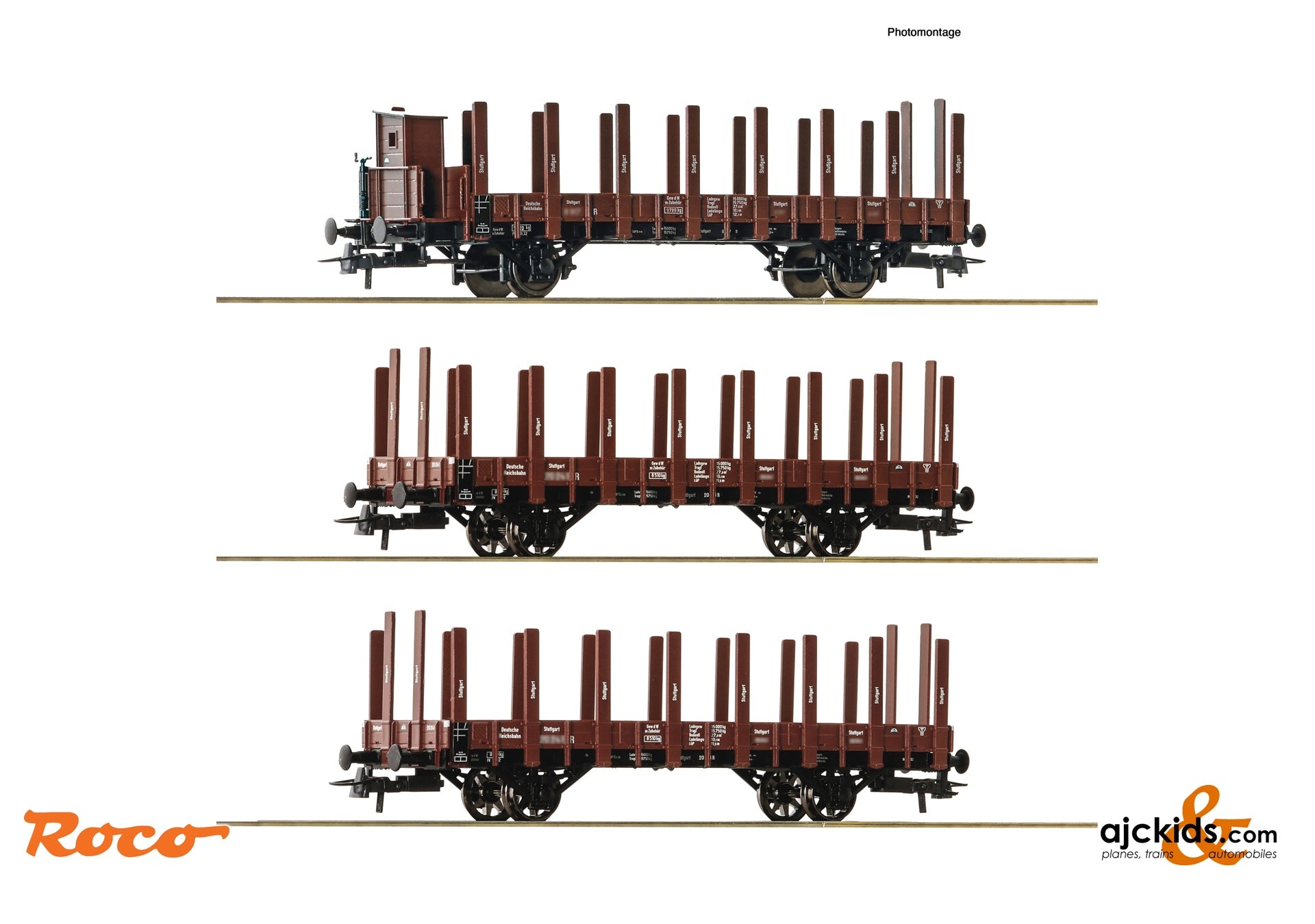 Roco 6600041 3-piece set: Stake wagons, DRG – Ajckids