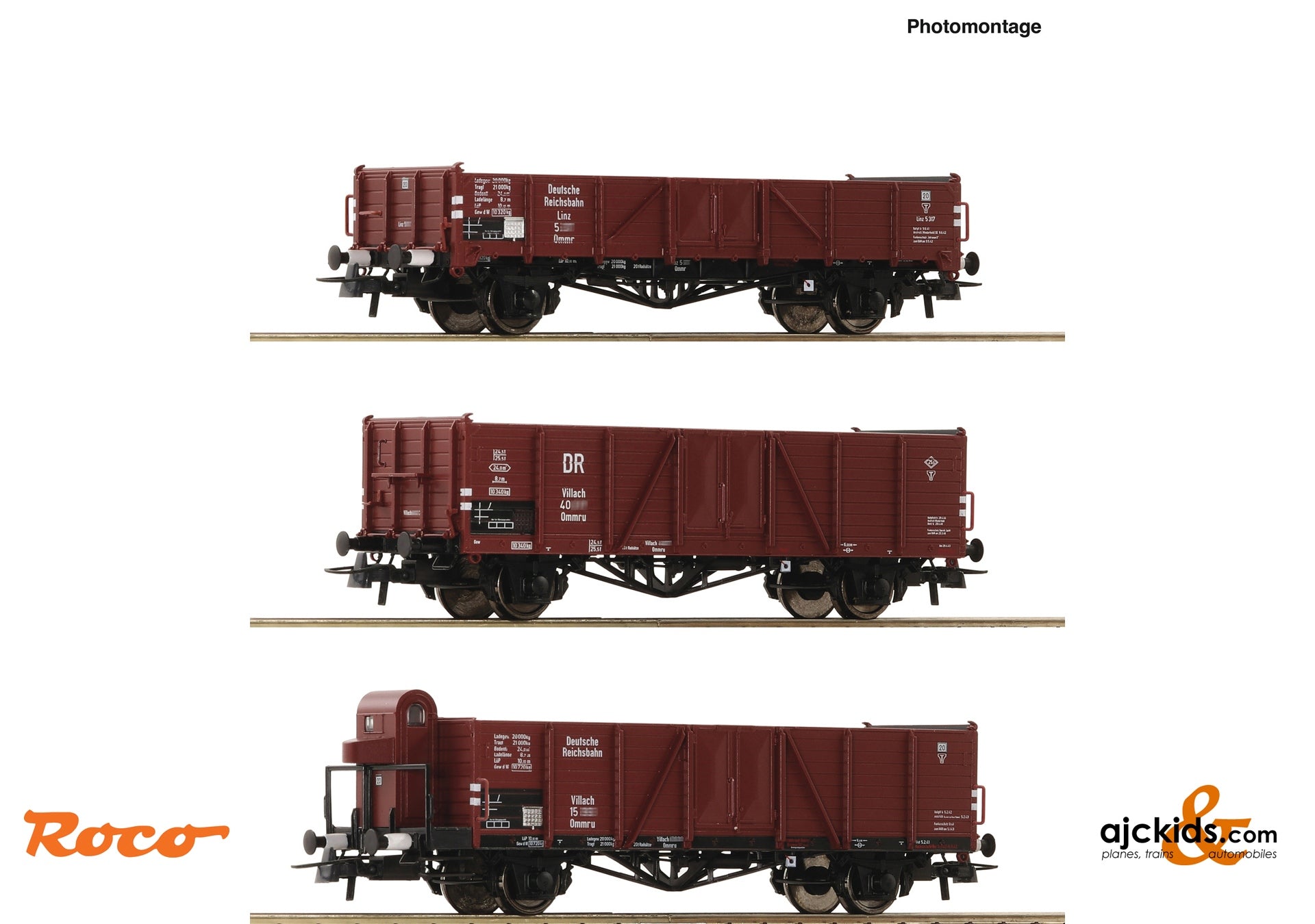 Roco 6600102 3-piece set: Open freight wagons, DRB – Ajckids