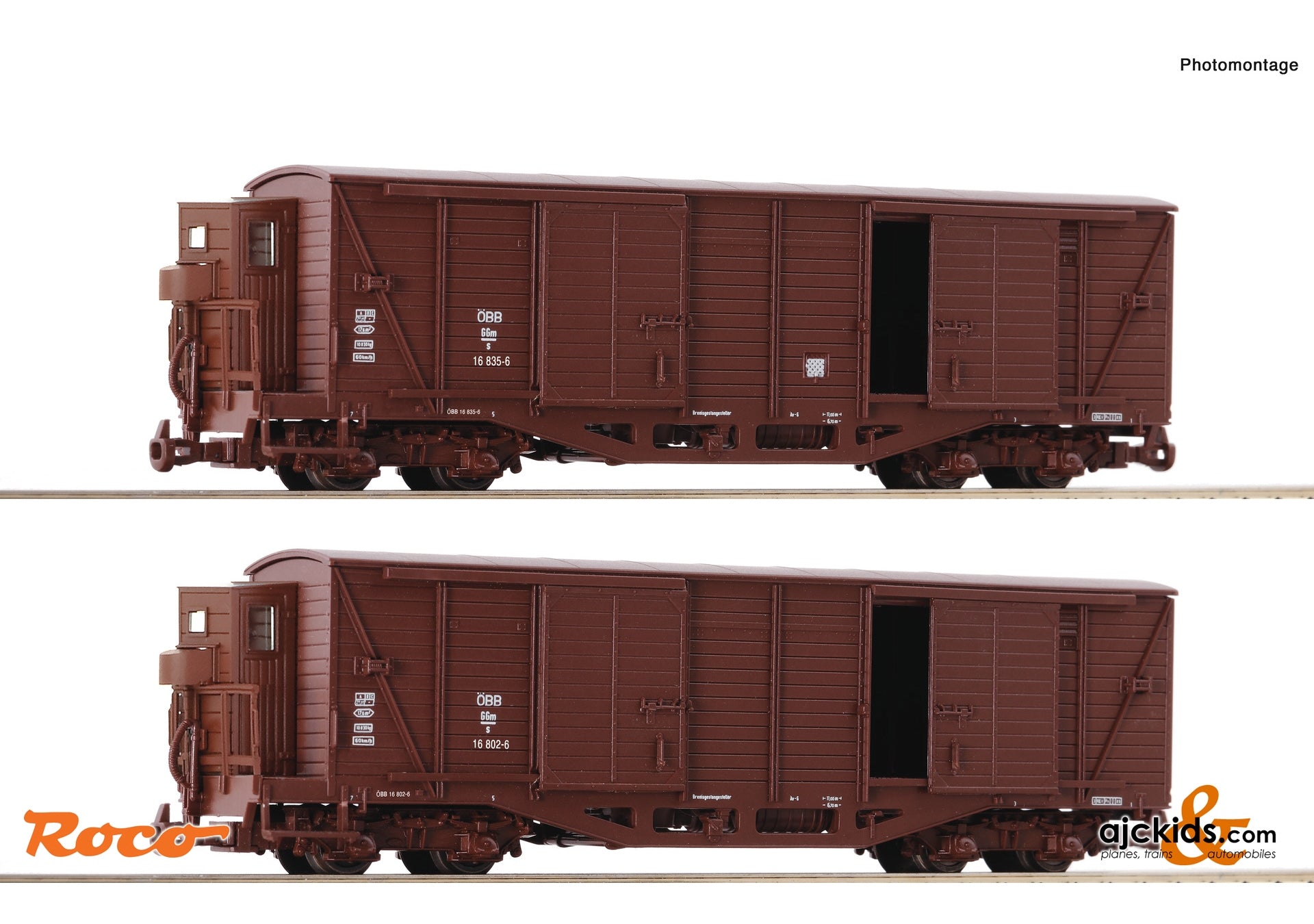 Roco 6640001: 2-piece set: Covered freight wagon, ÖBB – Ajckids
