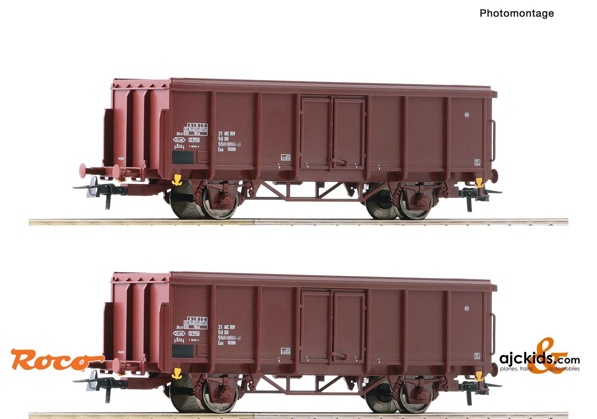Roco 76006 - 2 piece set: Open goods wagons, DR at Ajckids.com