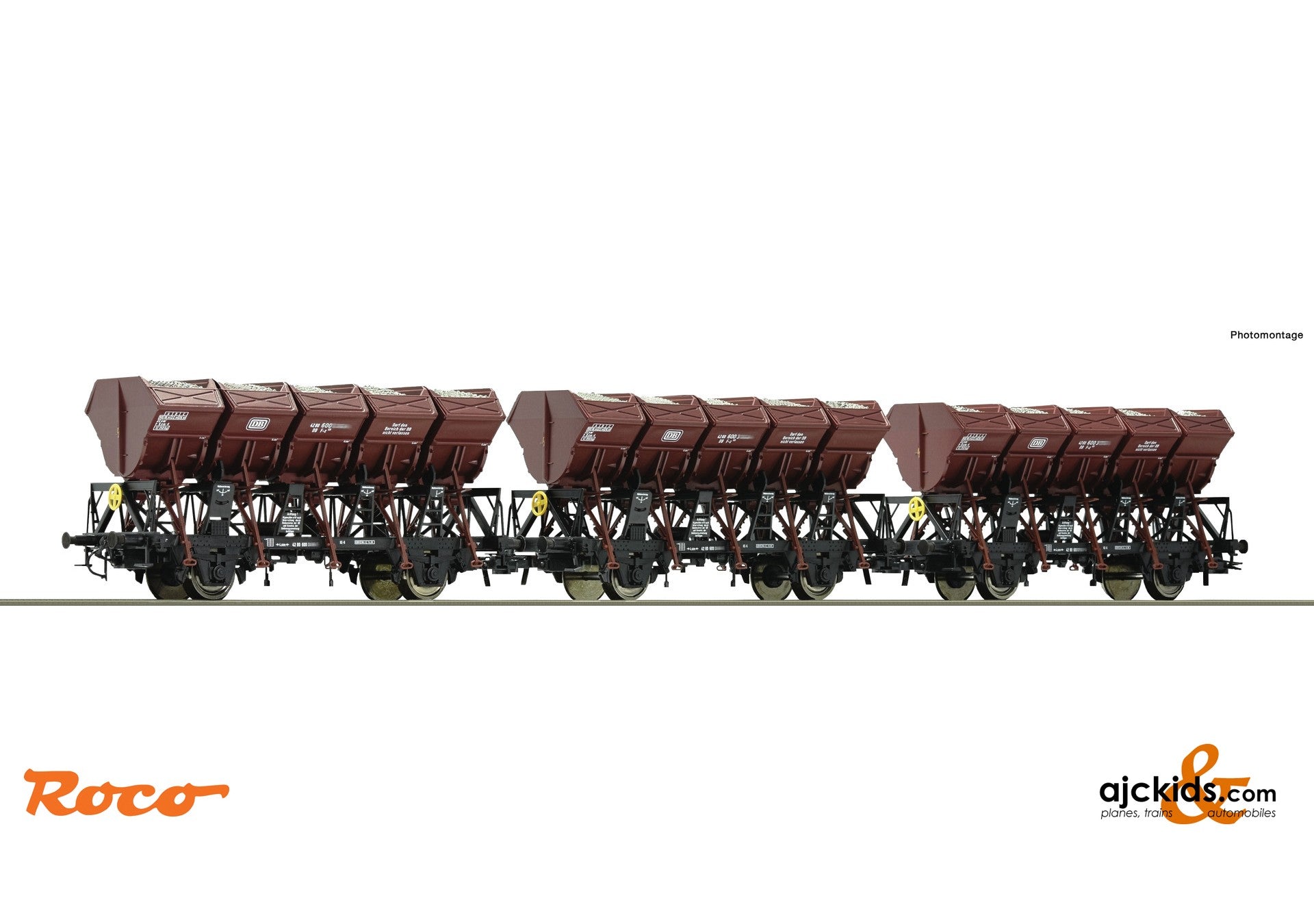 Roco 77039 - 3 piece set: Dump wagons, DB at Ajckids.com