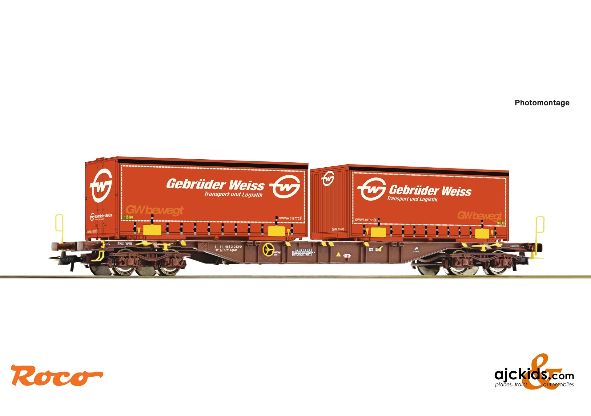 Roco 77344: Container carrier wagon, ÖBB – Ajckids