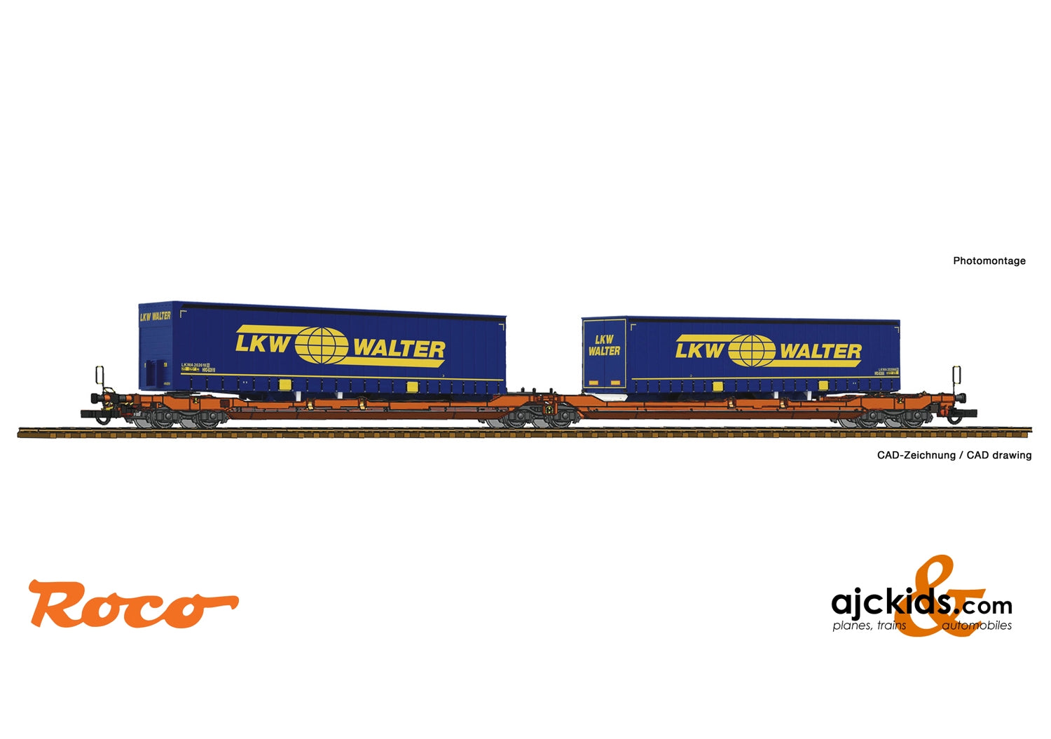 Roco 77393 - Articulated double pocket wagon T3000e + LKW Walter at ...